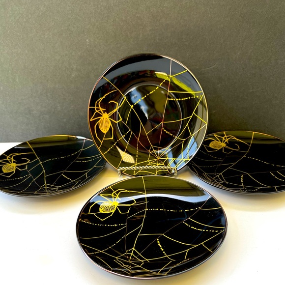 park chateau | Holiday | Set Of 4 Black Glass Halloween Appetizer ...